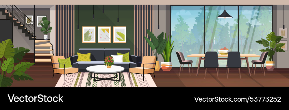Living room and dining Royalty Free Vector Image