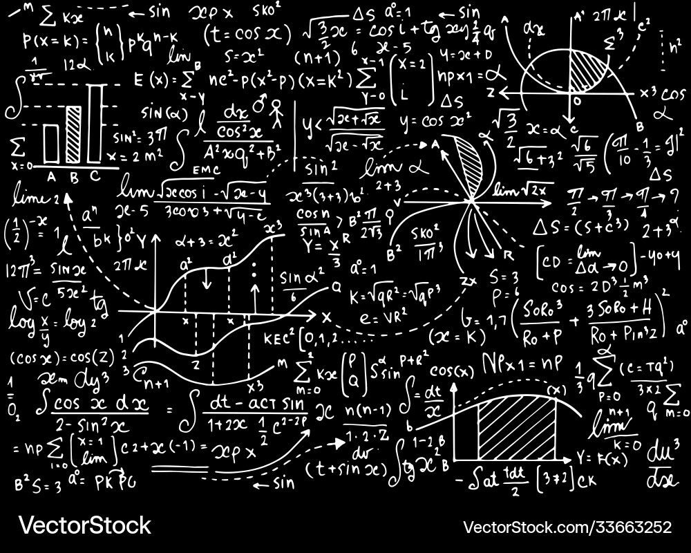 Math education pattern with handwritten formulas Vector Image