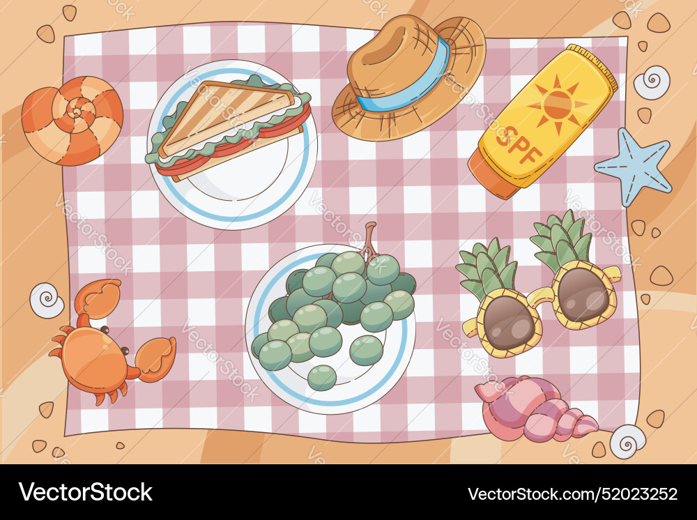 Summer picnic on sandy beach Royalty Free Vector Image