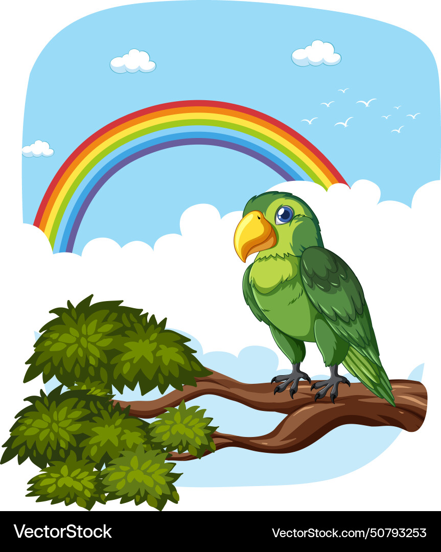 A parrot with vibrant rainbow Royalty Free Vector Image