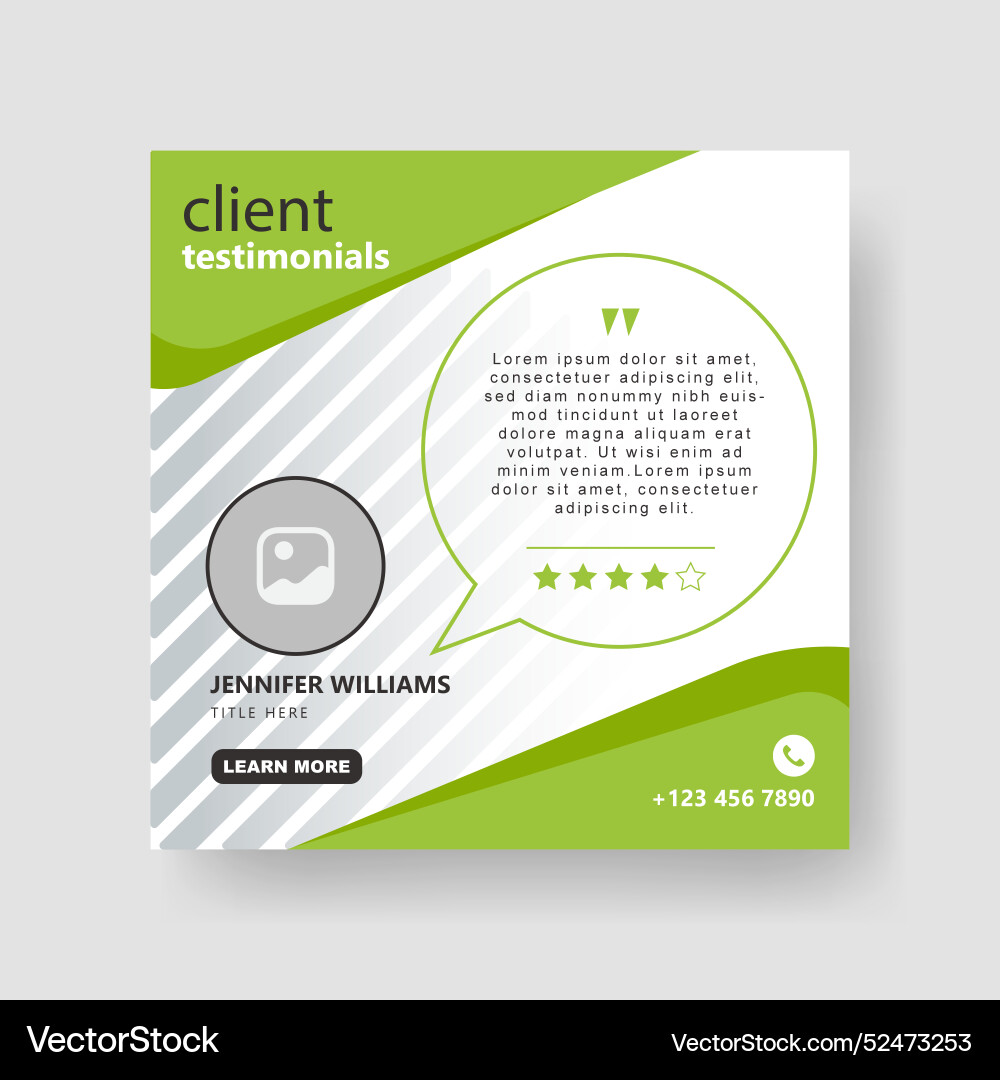 Client or customer testimonial social media post Vector Image