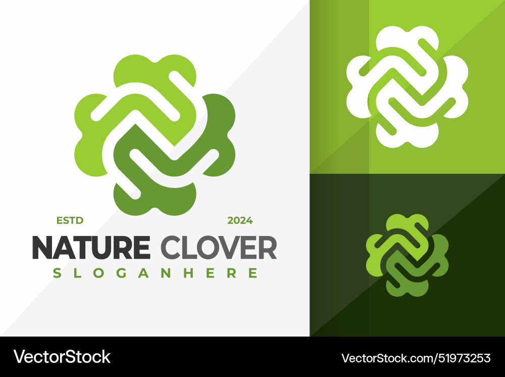 Elegant letter n nature clover logo design Vector Image