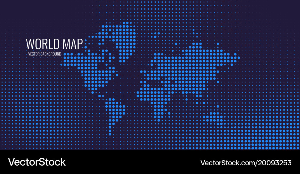 Halftone background with dotted world map Vector Image