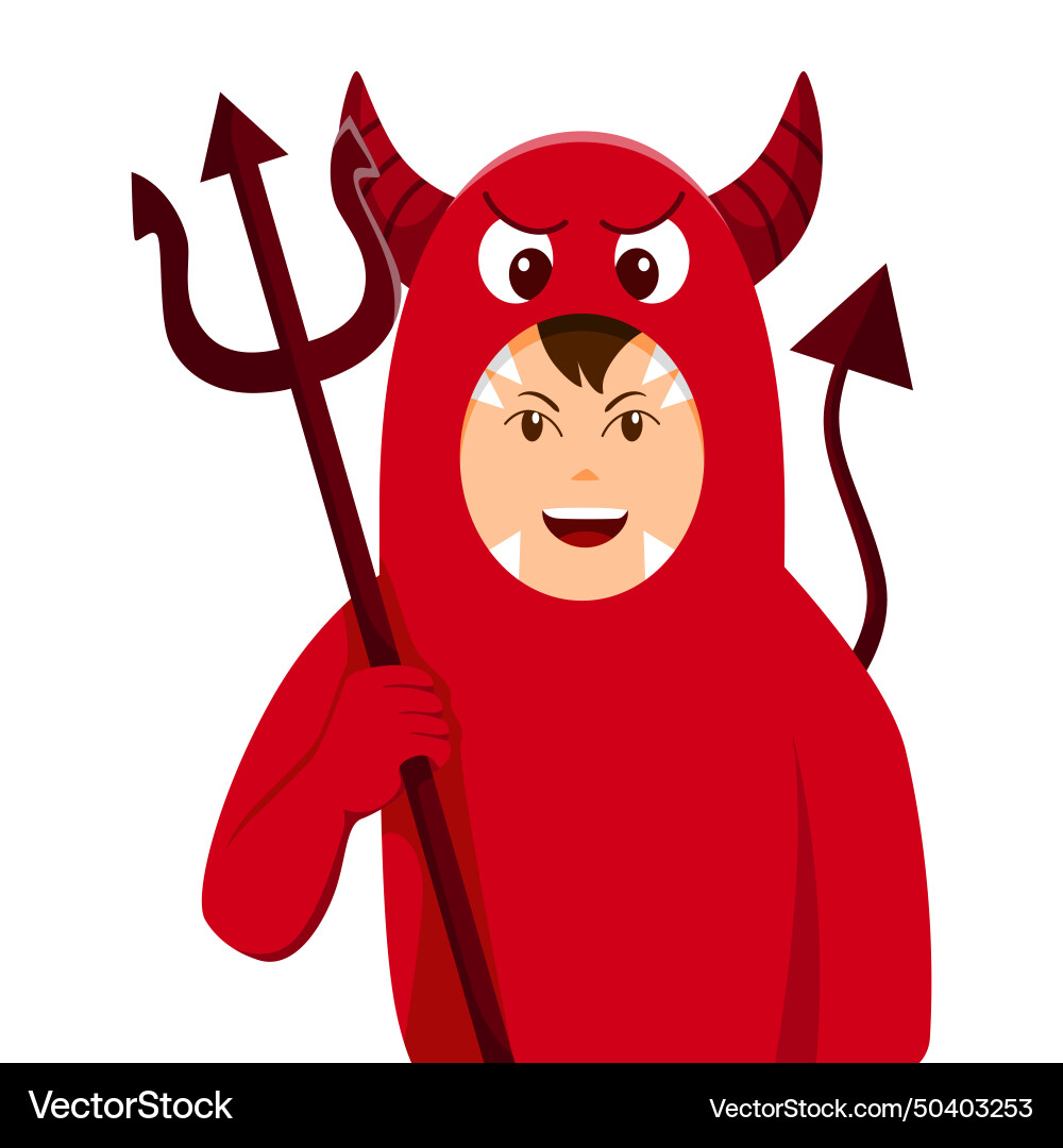 Halloween little boy in devil costume design flat Vector Image
