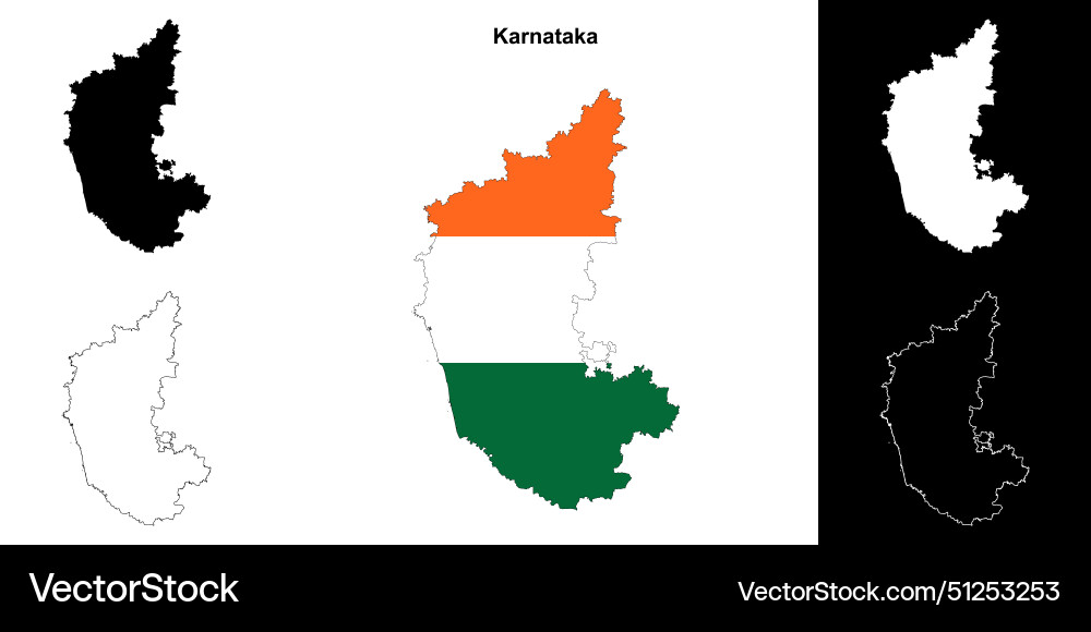 Karnataka outline map Royalty Free Vector Image