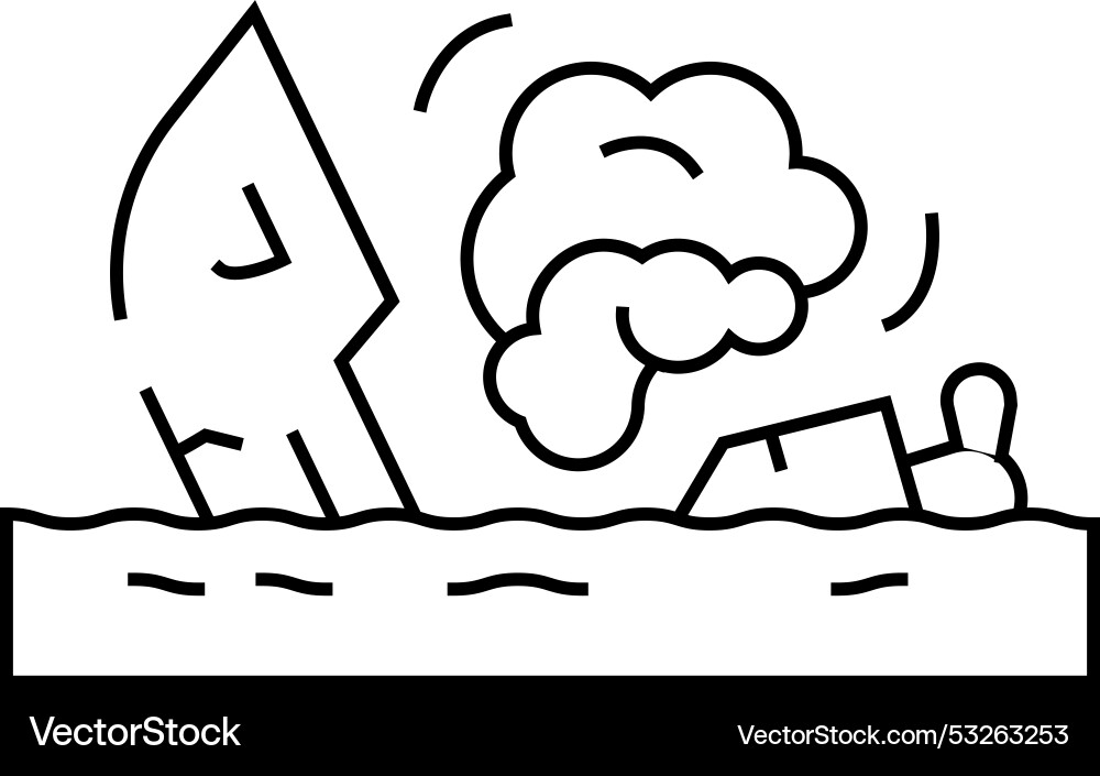 Marine accident line icon Royalty Free Vector Image