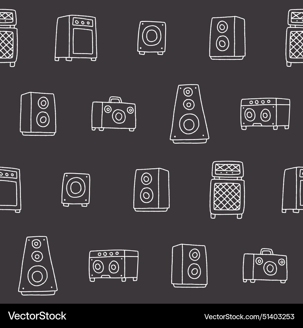 Outline collection of speaker seamless pattern Vector Image