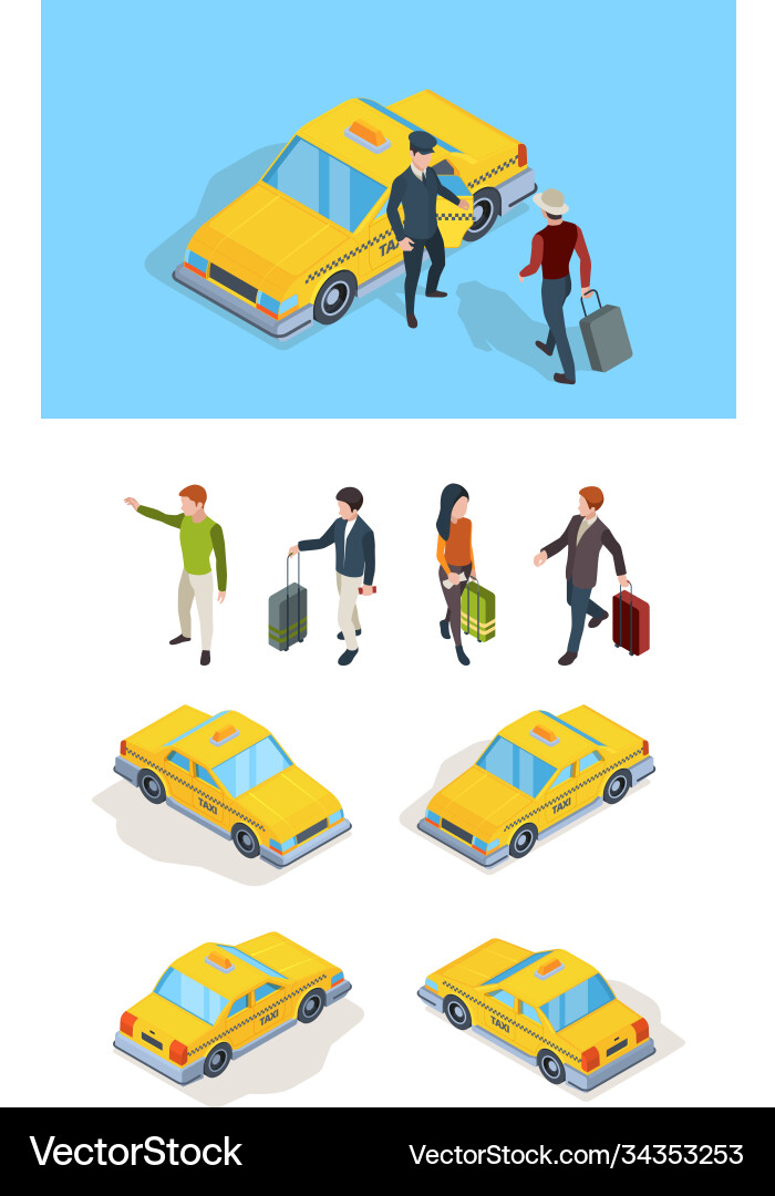 Taxi service travellers passengers call Royalty Free Vector