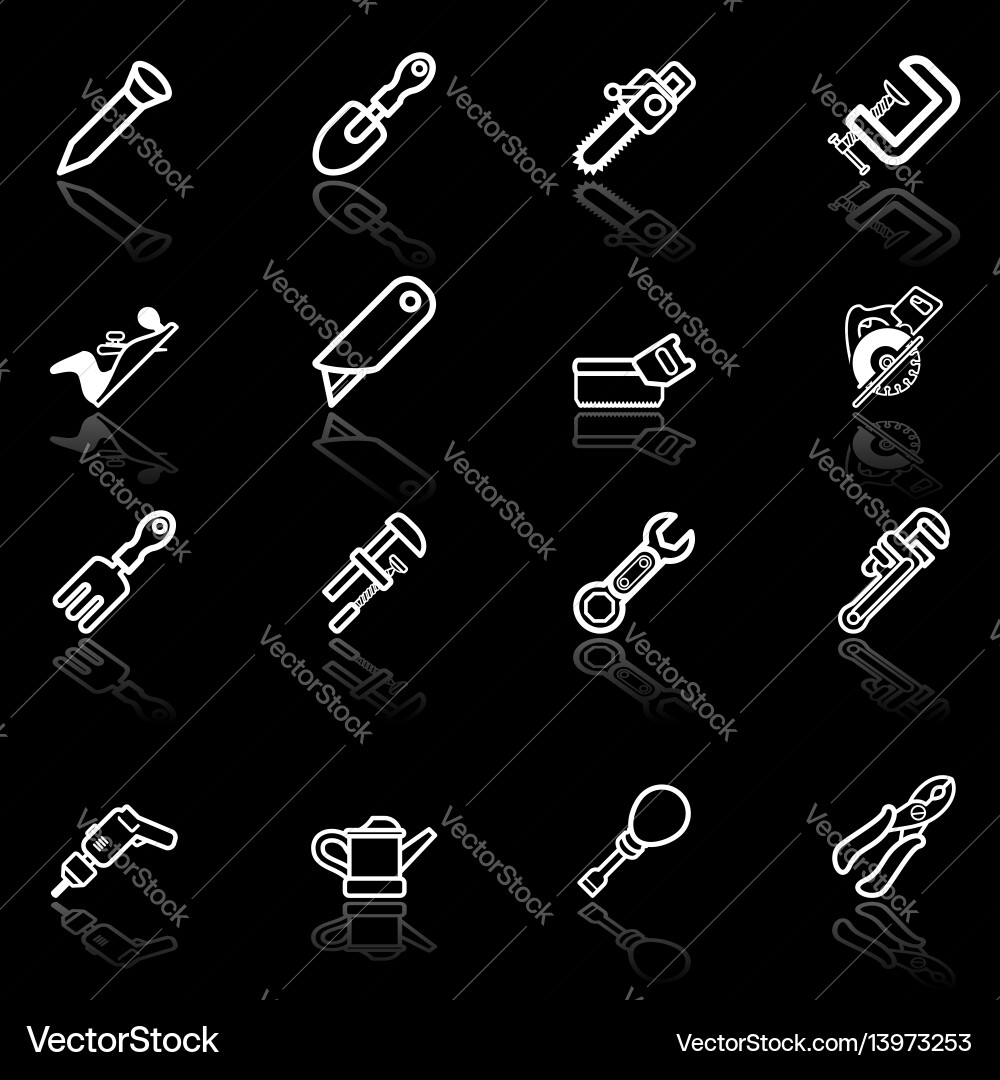 Tool icon set Royalty Free Vector Image - VectorStock