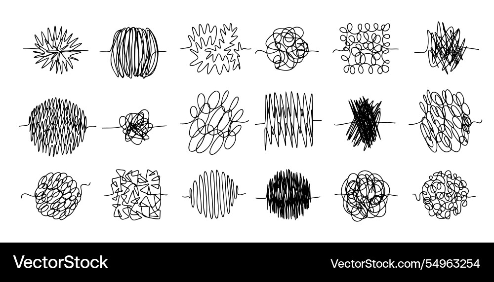 Chaos lines doodle set hand drawn tangled clew Vector Image