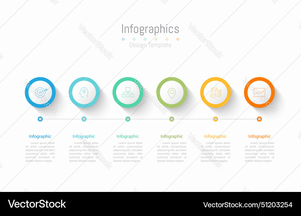Infographic 6 options design elements Royalty Free Vector