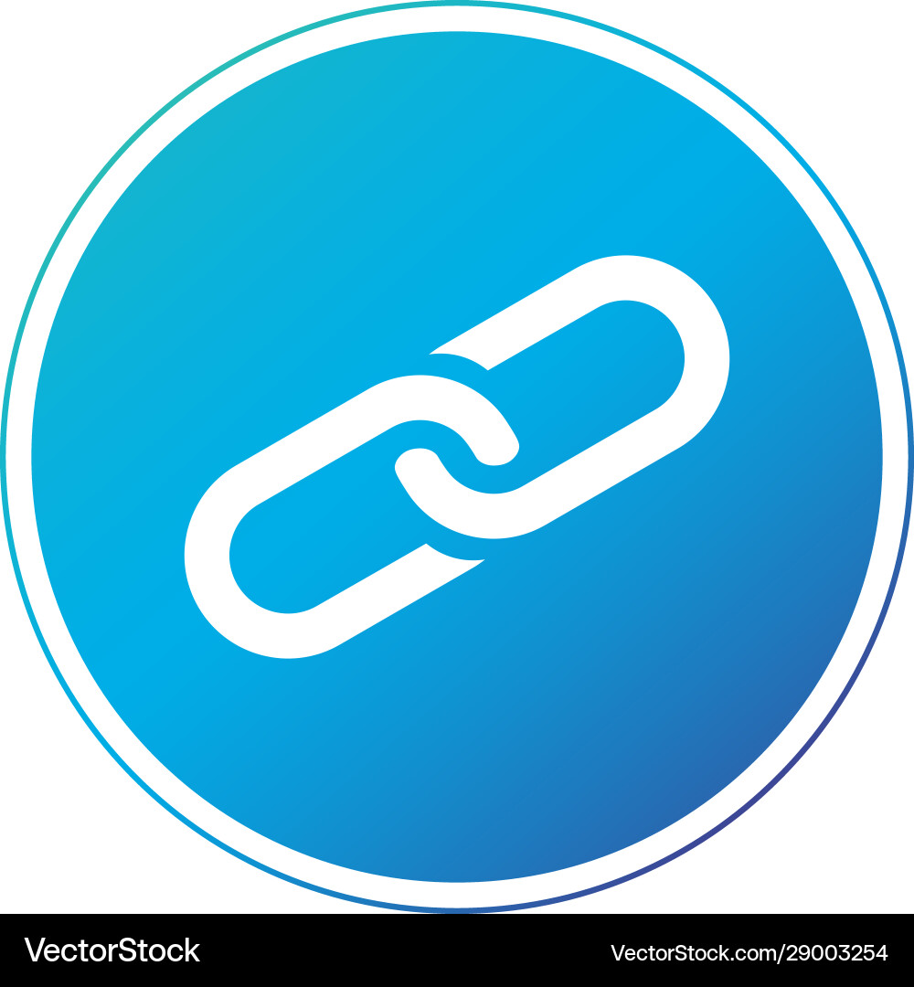 Link icon in nice blue circle chain logo isolated Vector Image