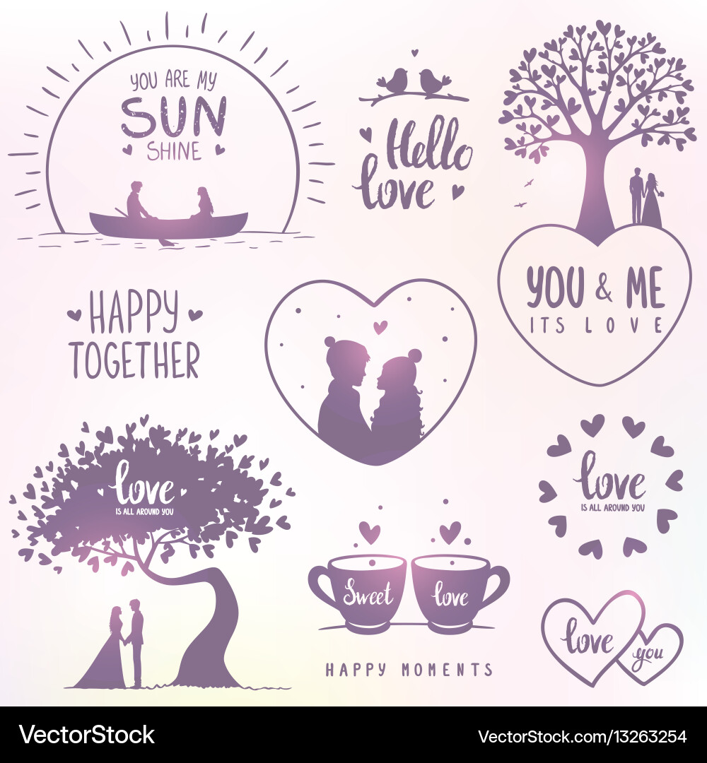 Love set Royalty Free Vector Image - VectorStock