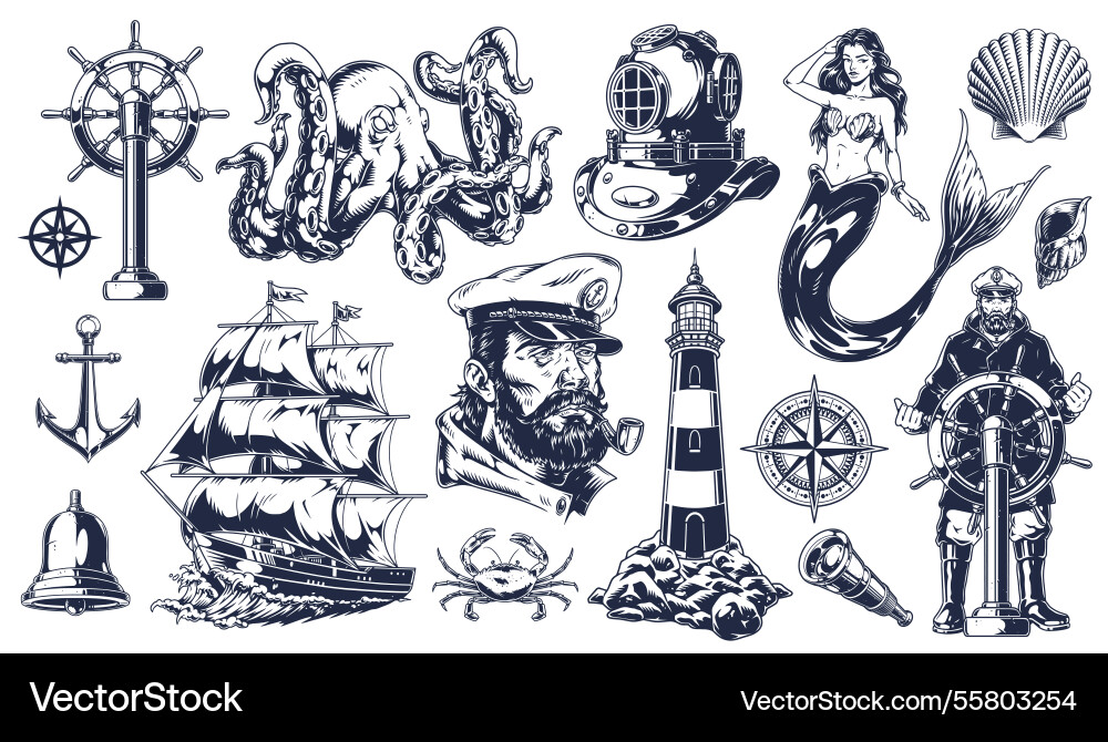 Marine-themed nautical Royalty Free Vector Image