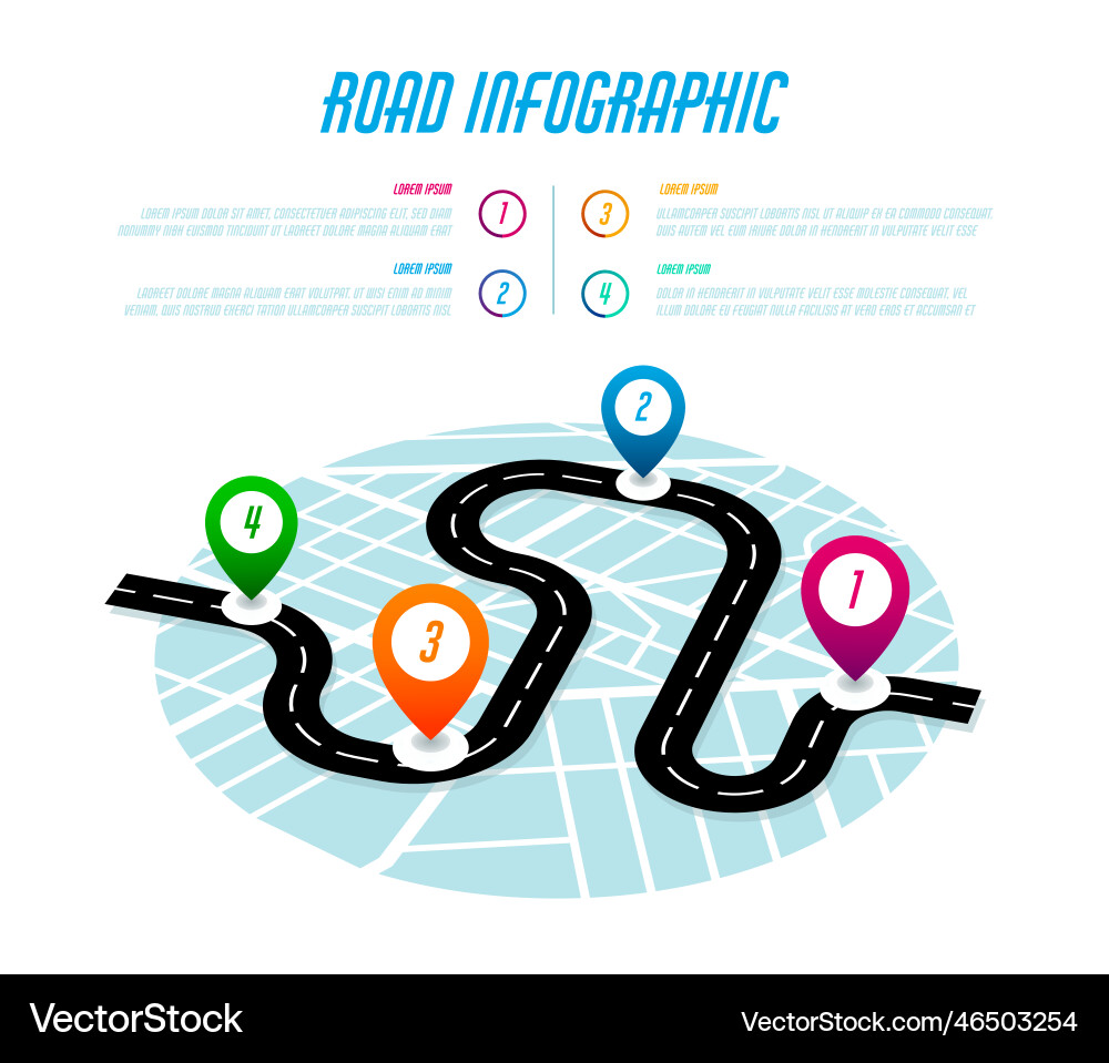 Road Trip Timeline & Route Map Royalty Free Vector Image