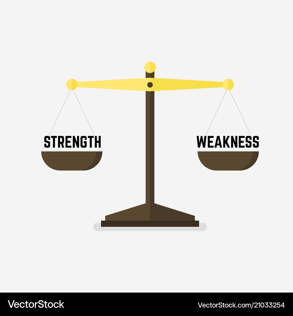 Scales measuring strength versus weakness Vector Image