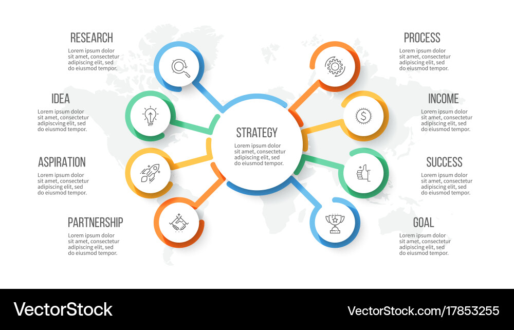Business infographic organization chart with 8 Vector Image