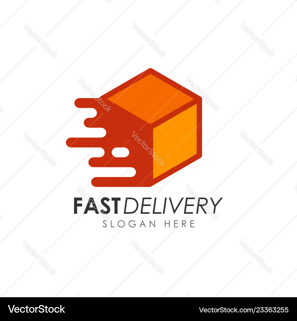 Fast delivery box logo design courier Royalty Free Vector