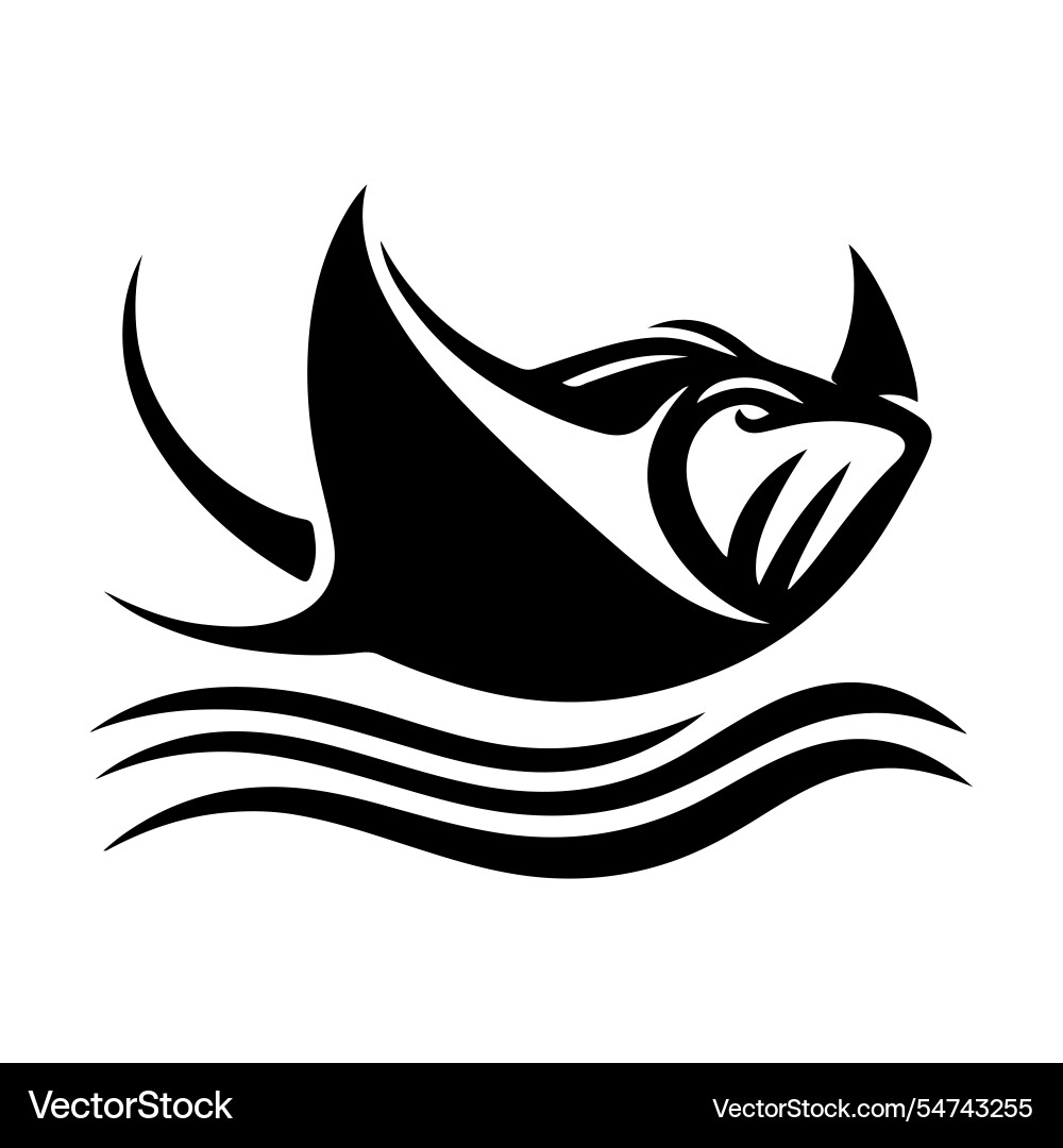 Giant manta ray silhouette high-quality ocean Vector Image