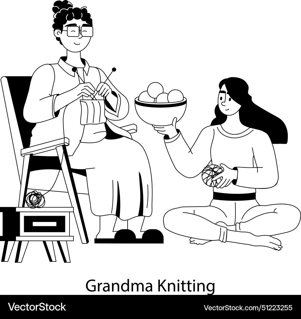 Grandma knitting Royalty Free Vector Image - VectorStock