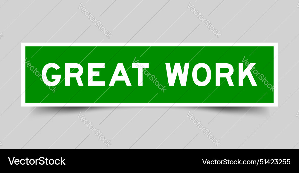 Green color square shape sticker label with word Vector Image
