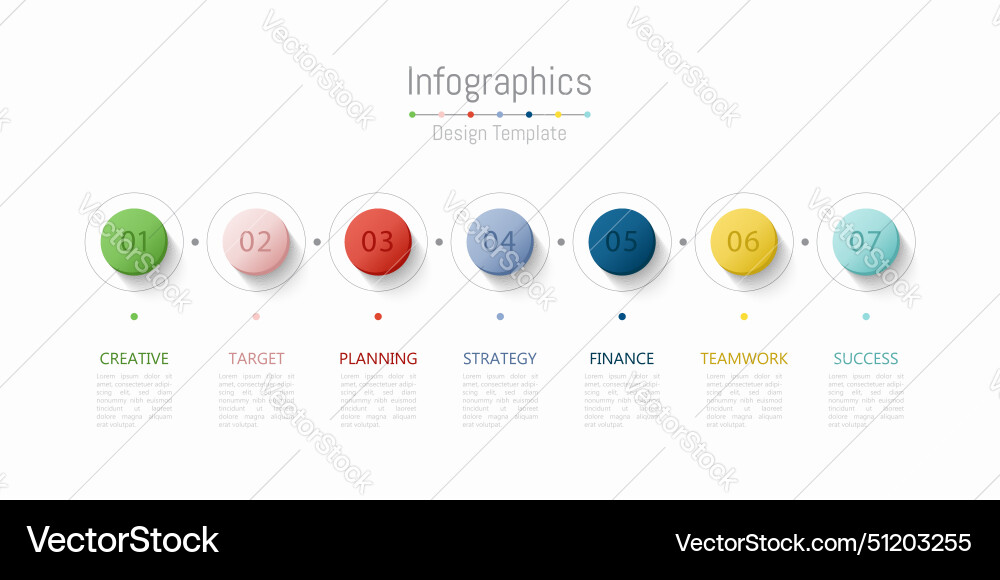 Infographic 7 options design elements Royalty Free Vector
