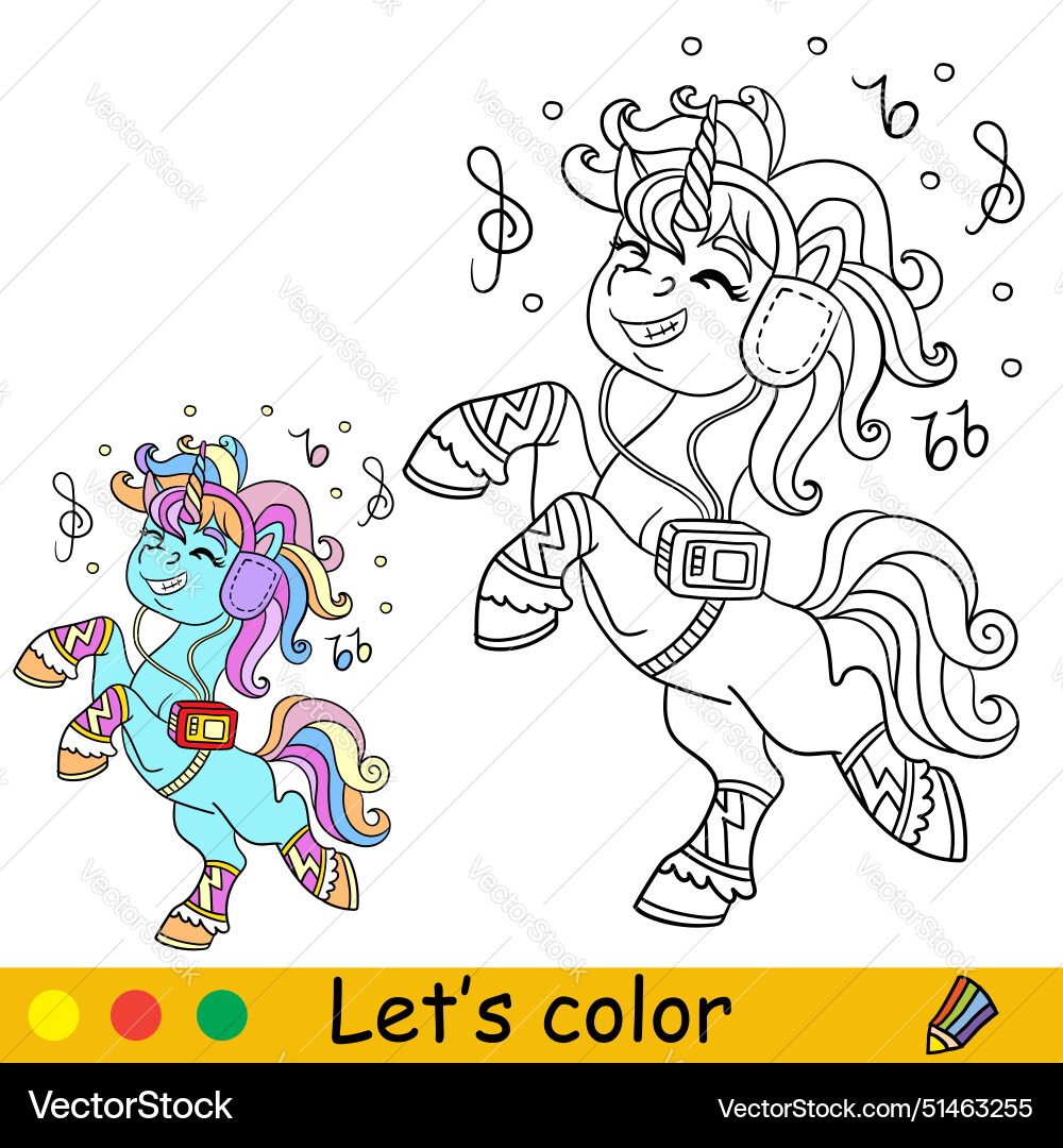 Kids coloring with color template cute dancing Vector Image