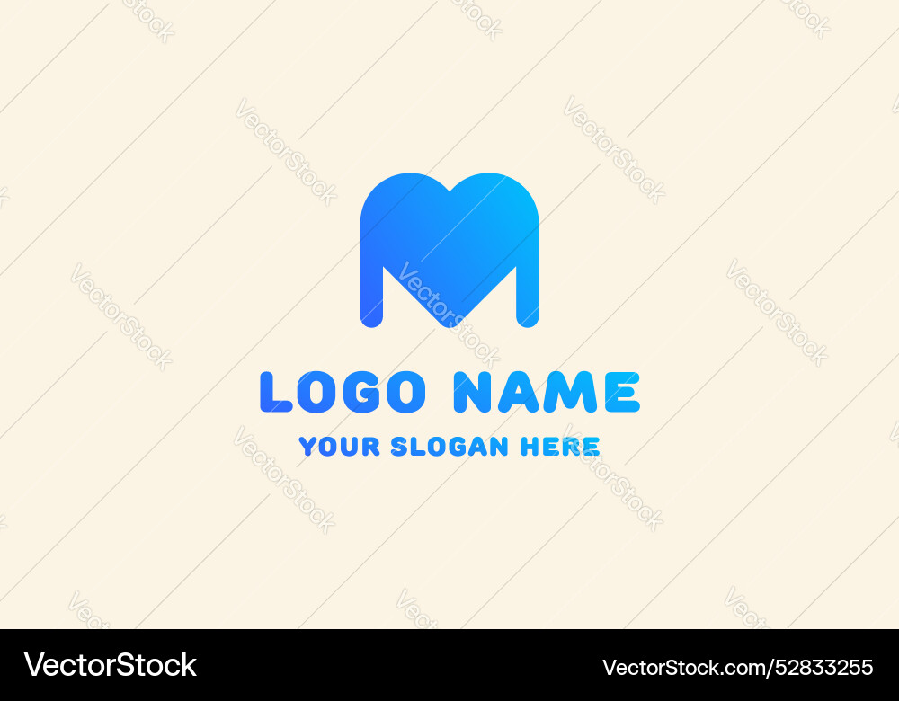 Logo m and love shape stylish trendy modern Vector Image