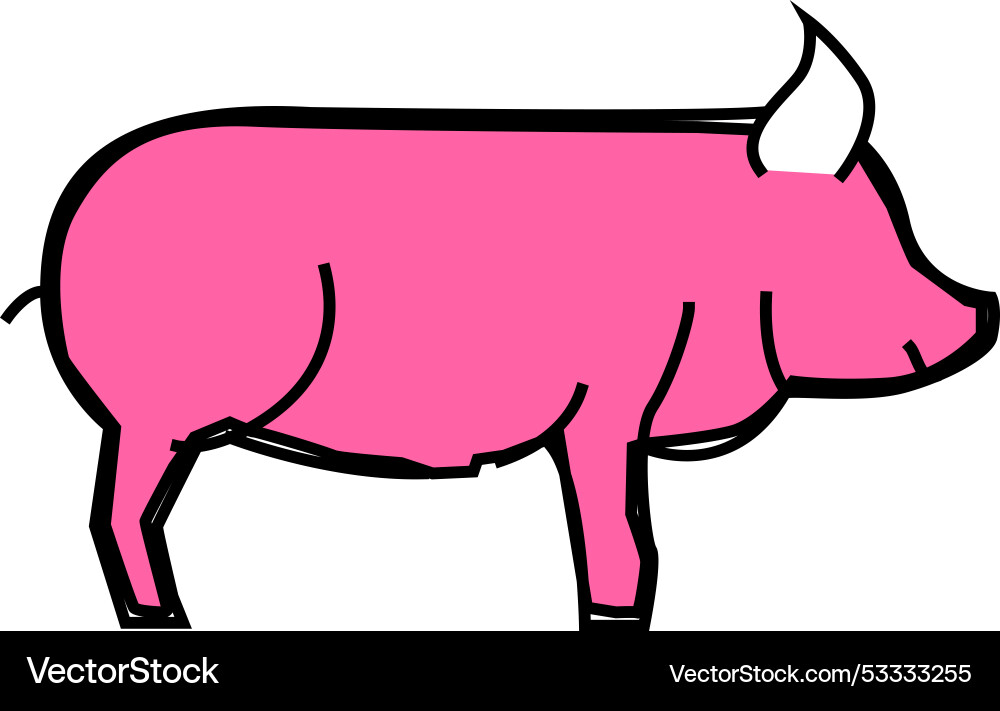 Pig farm animal icon color Royalty Free Vector Image