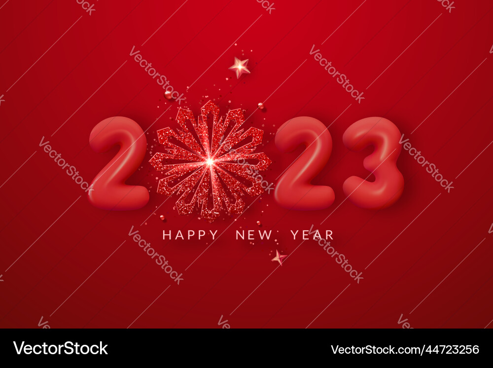 2023 3d realistic numbers decor and snowflake Vector Image