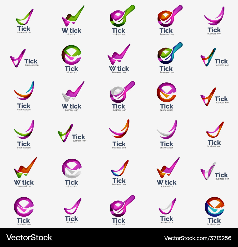 Abstract Tick Wave Logo Set Royalty Free Vector Image
