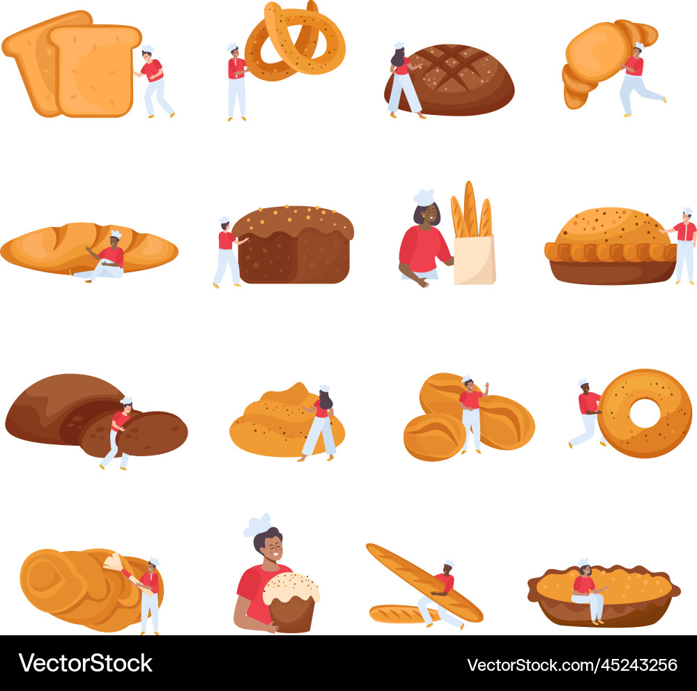 Baking bread icons set Royalty Free Vector Image