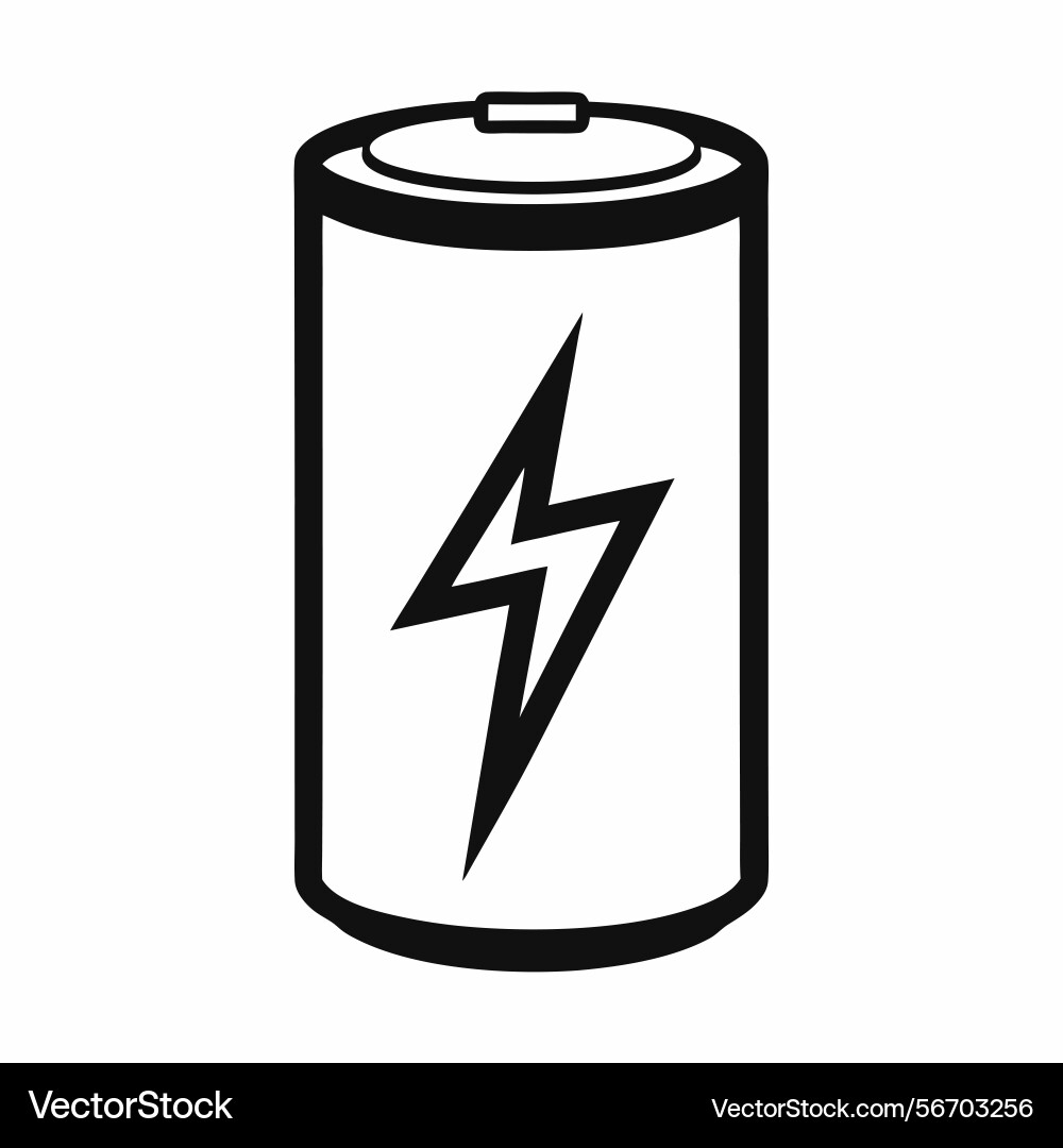 Black and white battery icon representing energy Vector Image