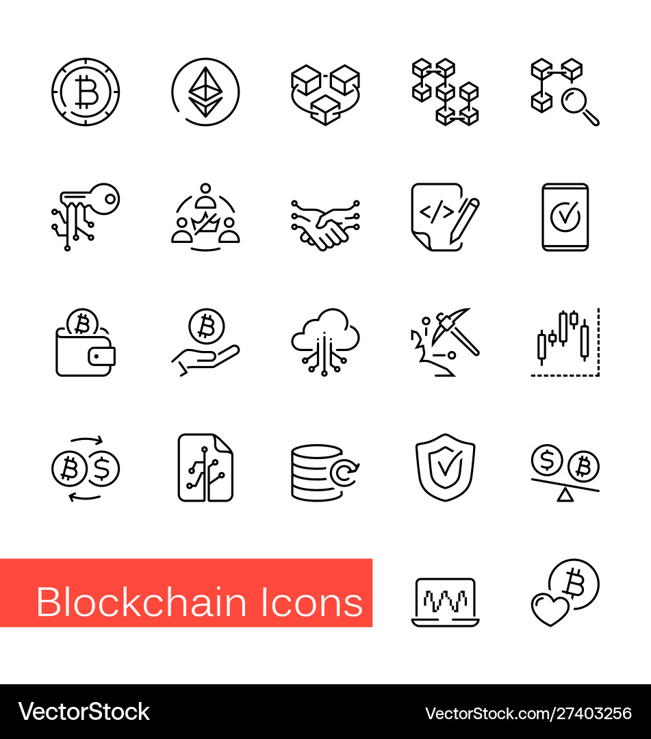 Blockchain Icon Set Royalty Free Vector Image - VectorStock