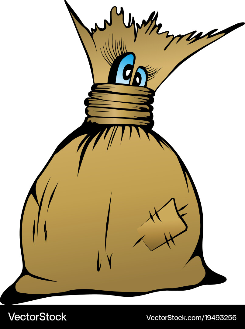 Comic cartoon character cute sack color Royalty Free Vector