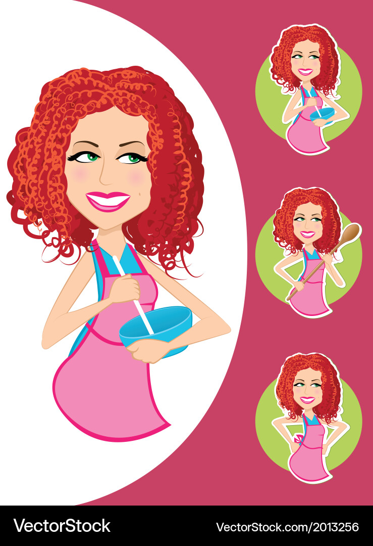 Cute Baker Girl with Red Hair Royalty Free Vector Image