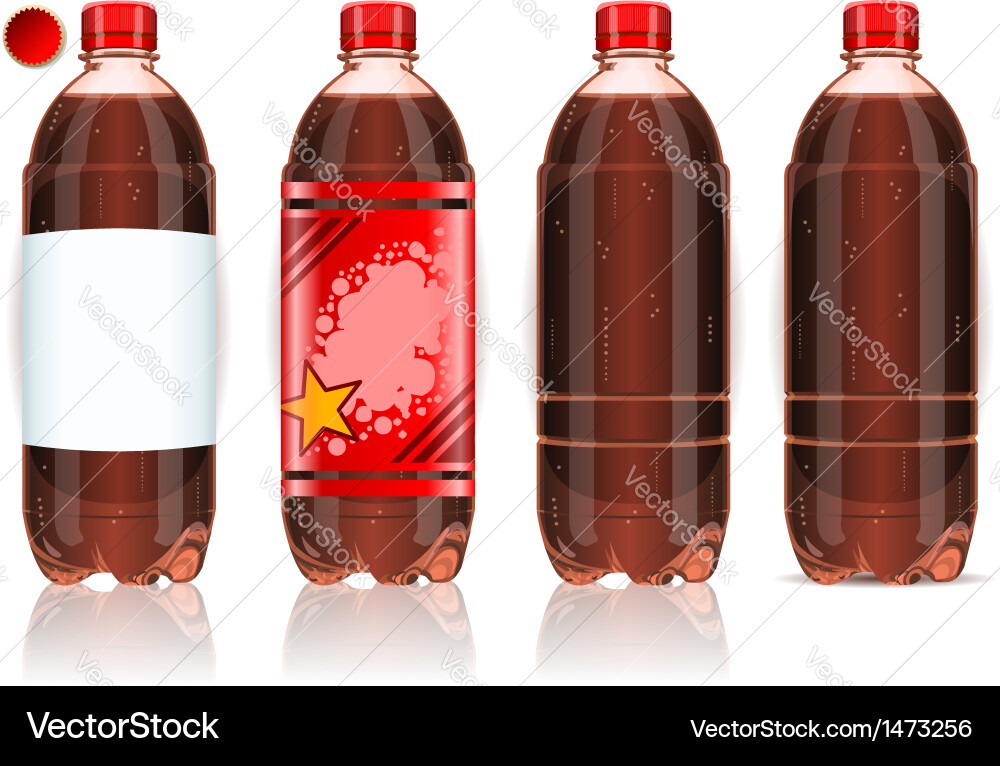 Four Cola Bottles with Red Labels Royalty Free Vector Image