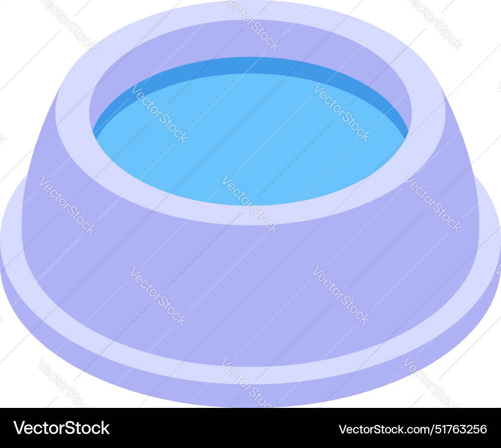 Full water bowl isometric view for pet hydration Vector Image
