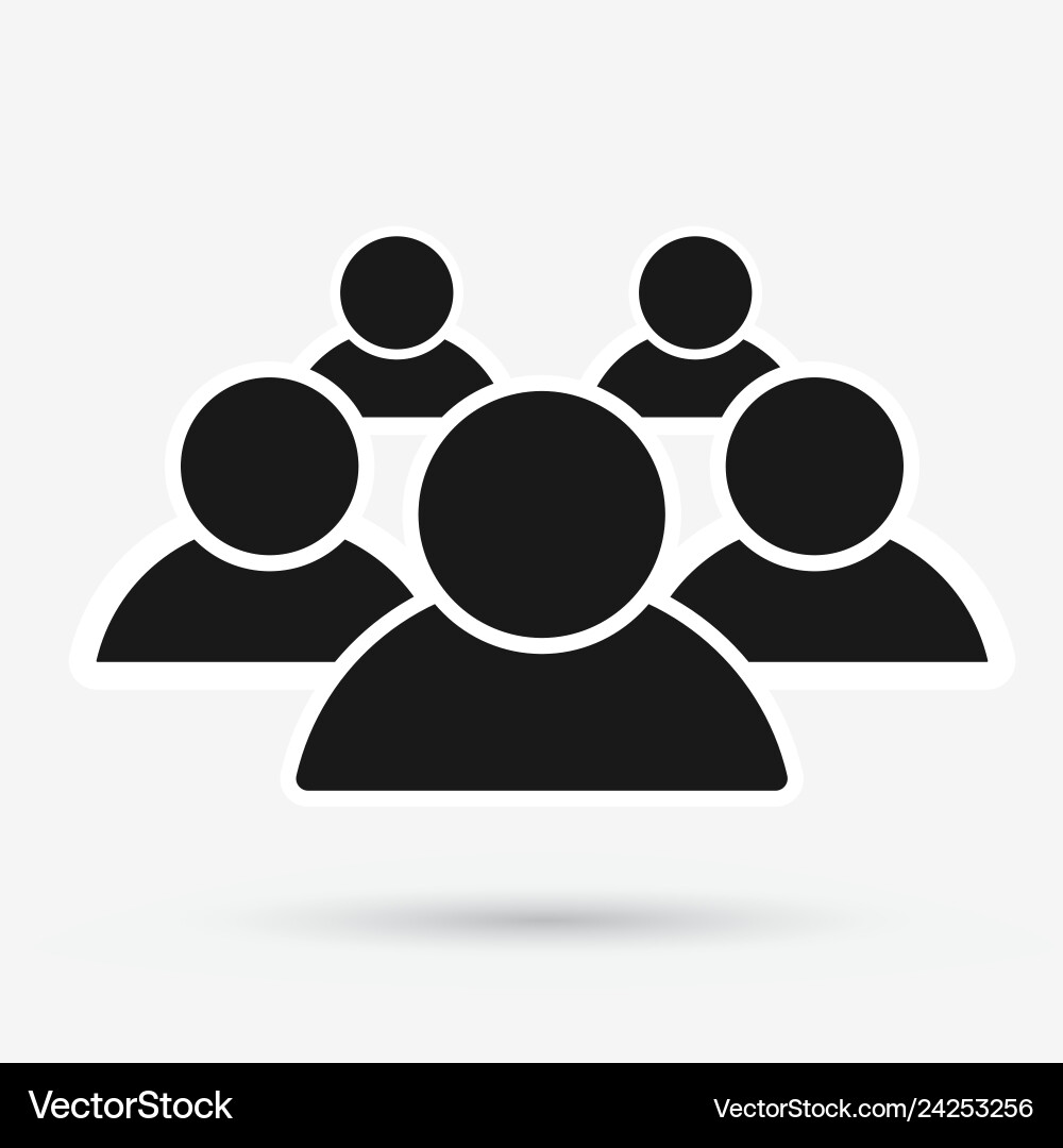 Icon of a group 5 people with leader Royalty Free Vector