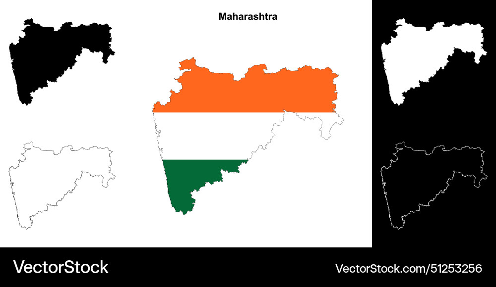 Maharashtra outline map Royalty Free Vector Image