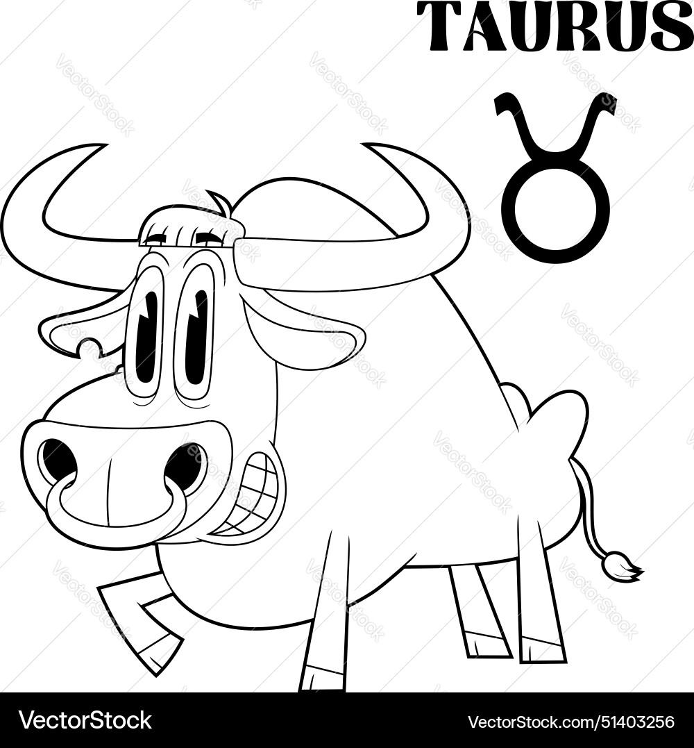 Outlined taurus cartoon character horoscope Vector Image