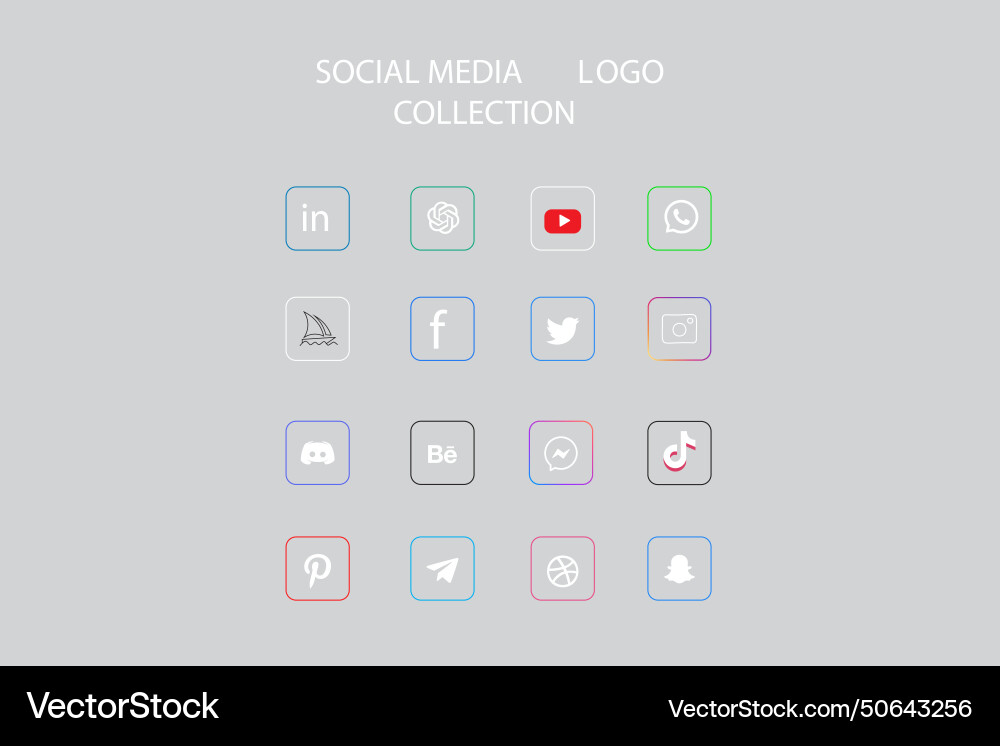 Popular social network icons pack Royalty Free Vector Image