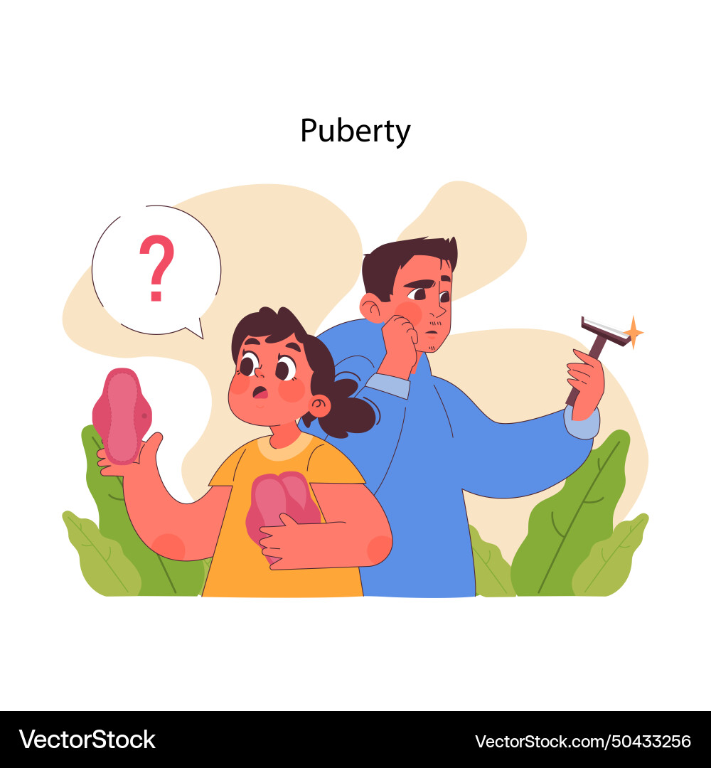 Puberty concept flat Royalty Free Vector Image
