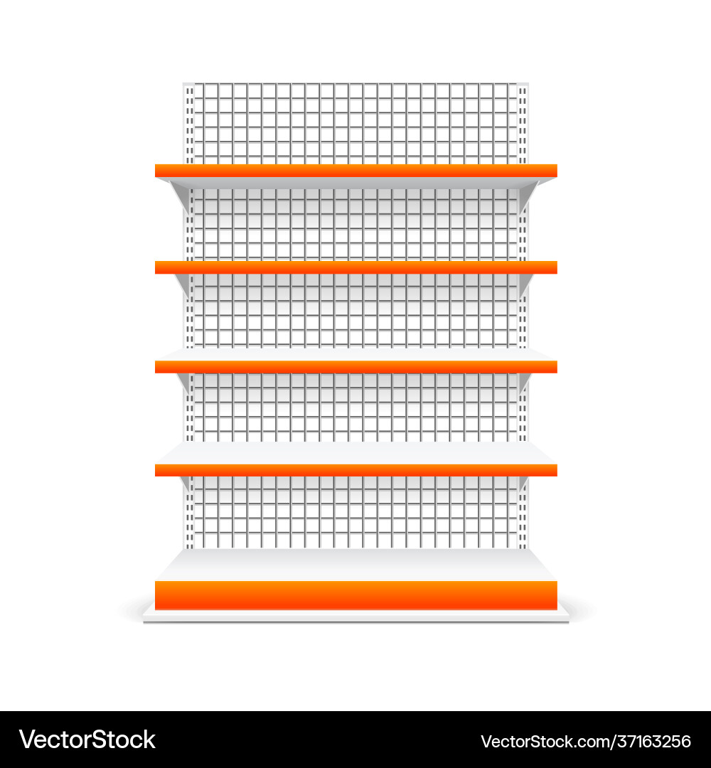 Realistic 3D White Store Shelves Royalty Free Vector Image