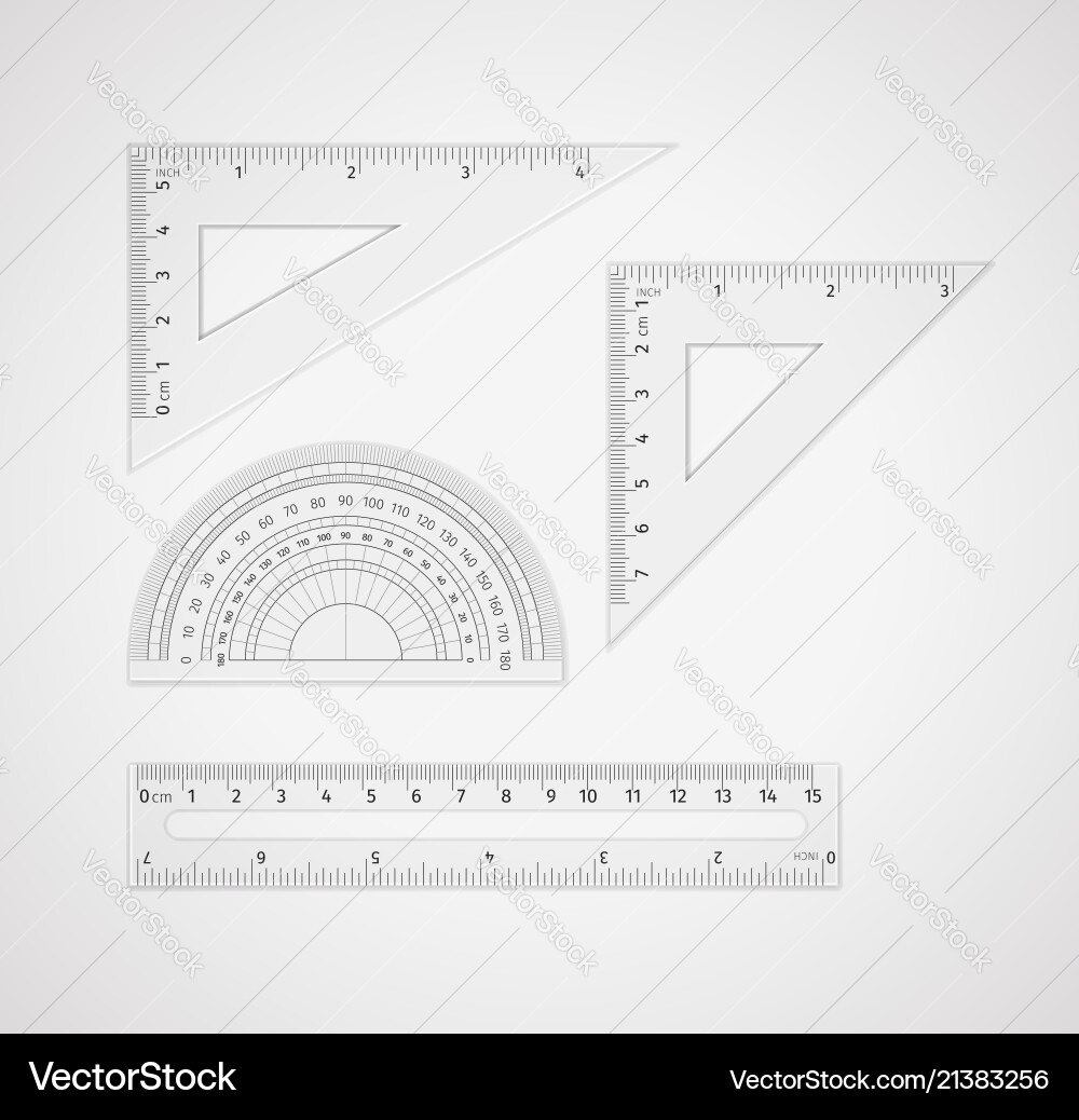 Set of transparent plastic measuring tools Vector Image