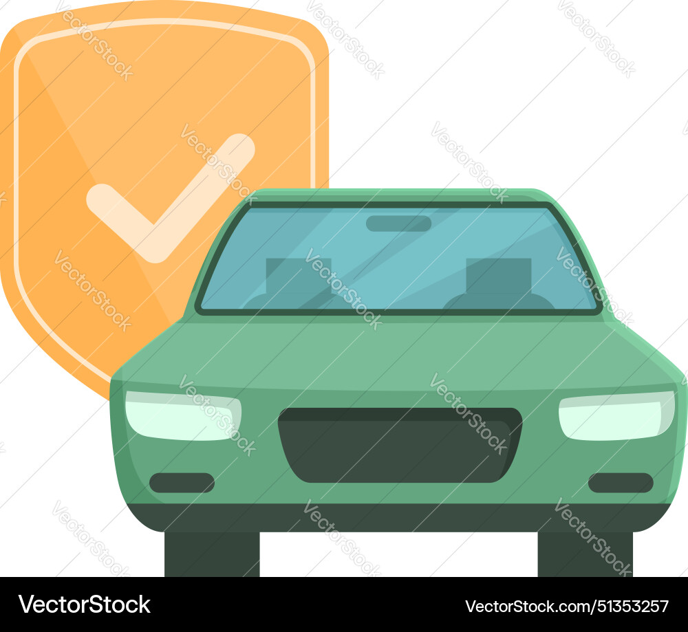 Car with protective shield icon Royalty Free Vector Image