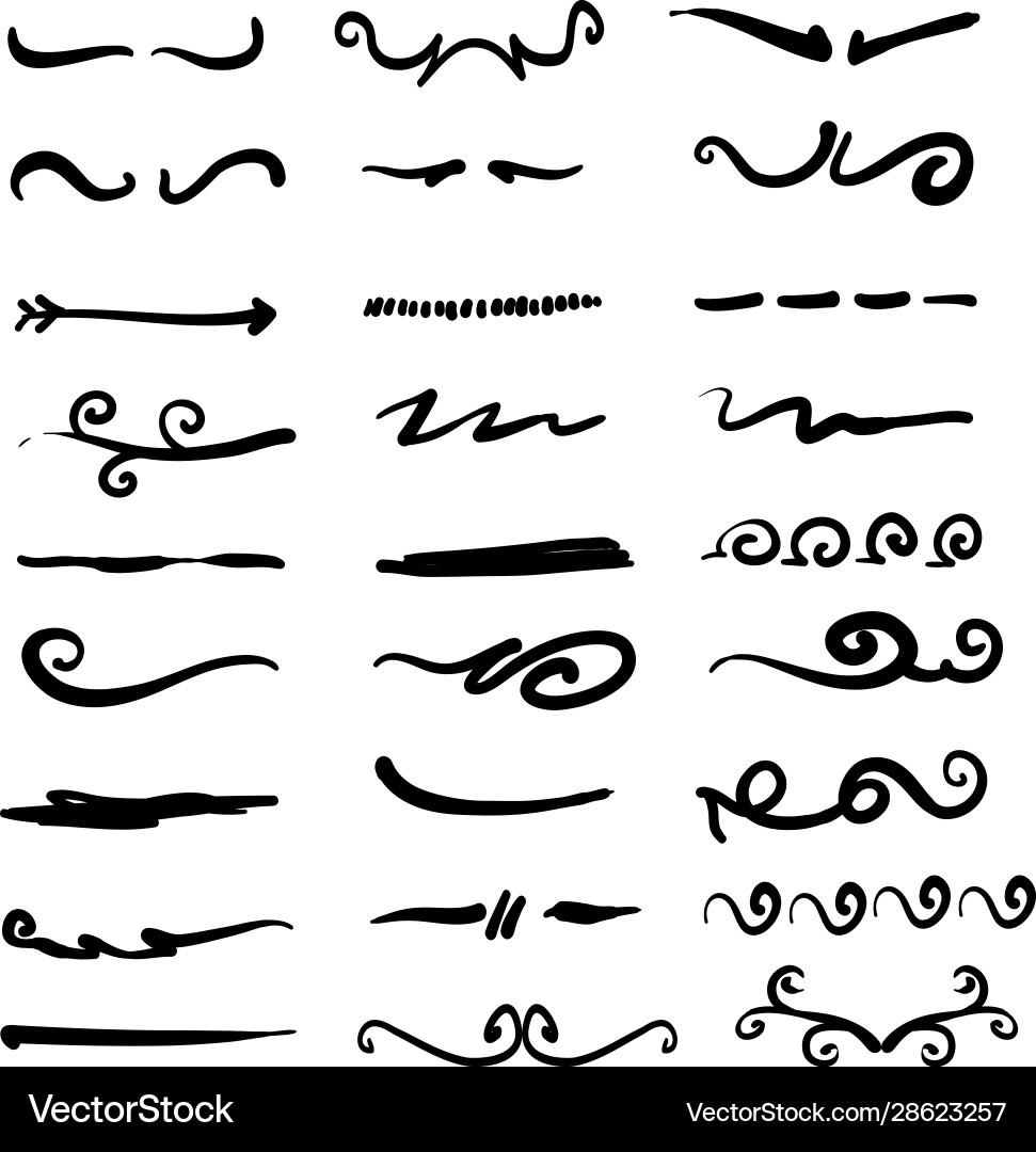 Collection handdrawn border and divider Royalty Free Vector