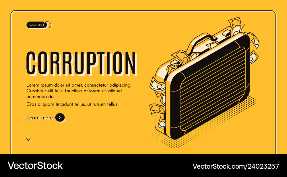 Corruption isometric landing page template Vector Image