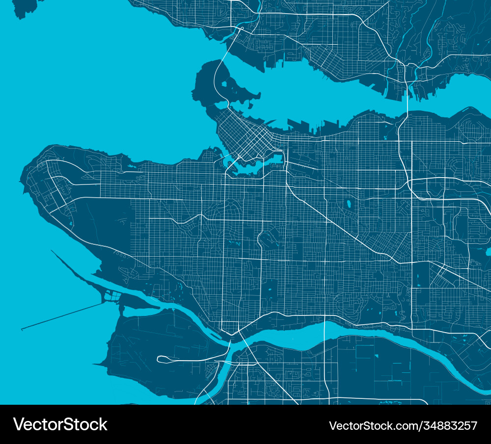Detailed map vancouver city linear print Vector Image