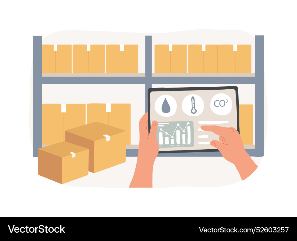 Iot in warehousing isolated cartoon Royalty Free Vector